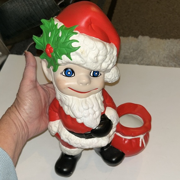 Holiday | Vintage Ceramic Santas Elf So Cute With A Little Empty Sack ...